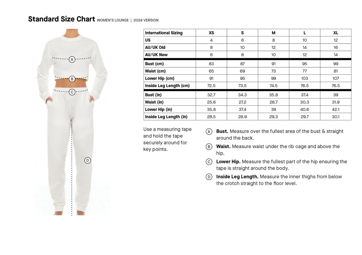 Size Guide — Bali Swim