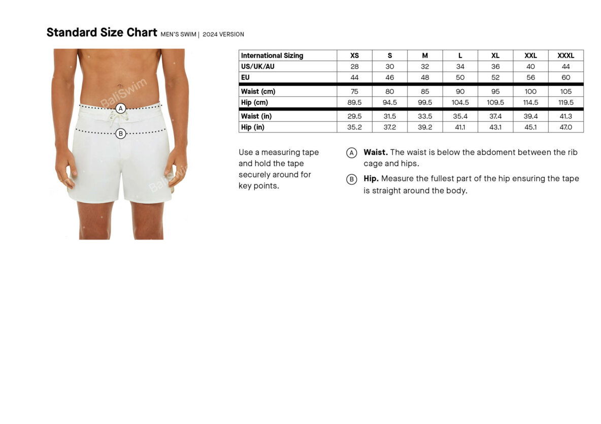 Size Guide — Bali Swim